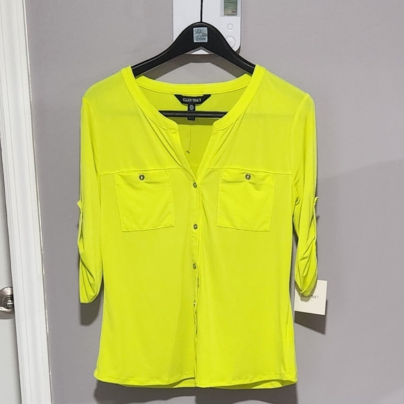 Ellen Tracy | Tops | Ellen Tracy Neon Yellow Blouse | Poshmark